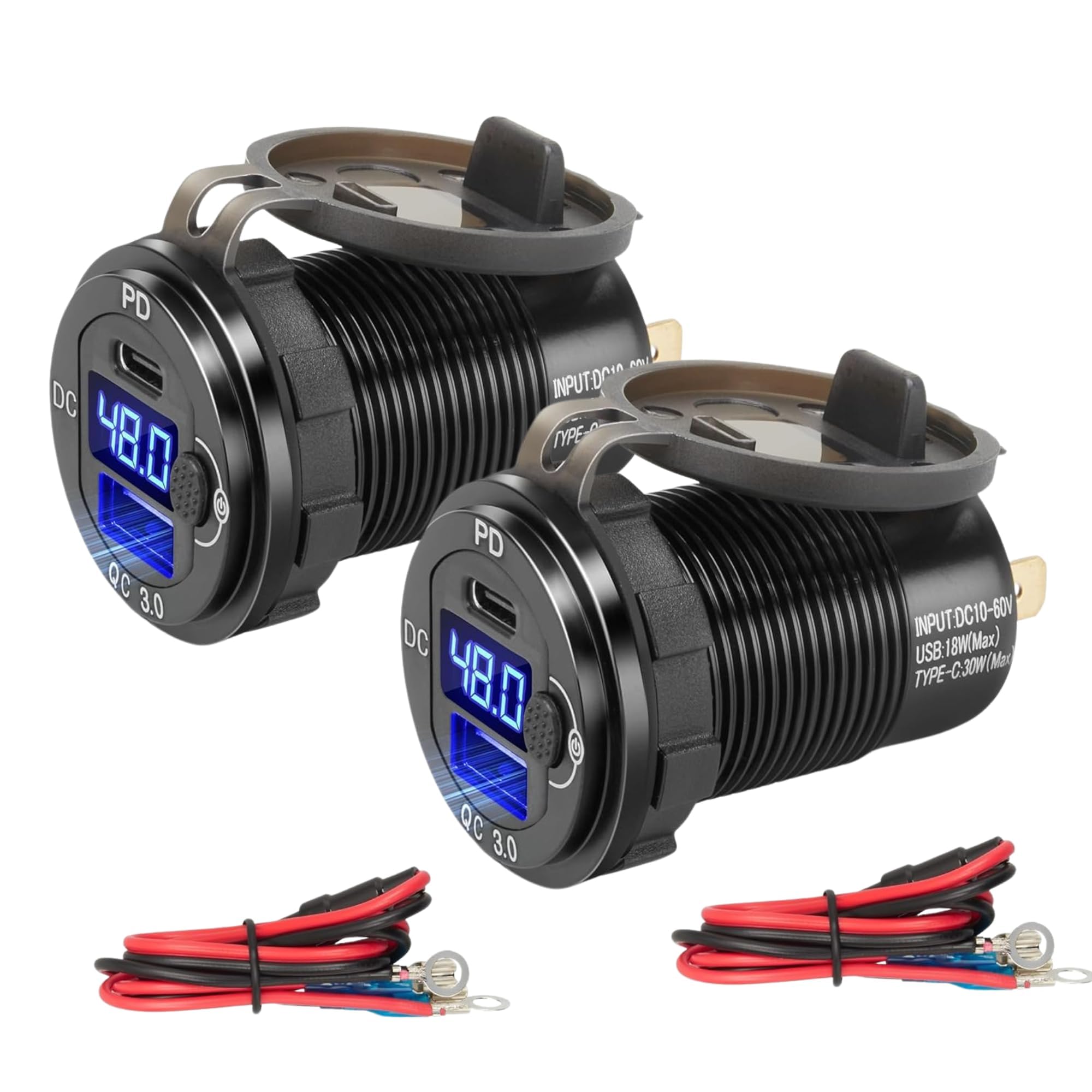 Snapklik.com : 2PCS Club Car Charger 12V 24V 36V 48V 60V 30W PD QC 3.0 ...