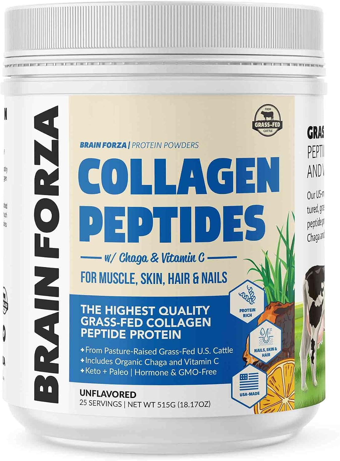 Amazon.com: Brain Forza Grass-Fed Collagen Peptides Powder Unflavored w ...