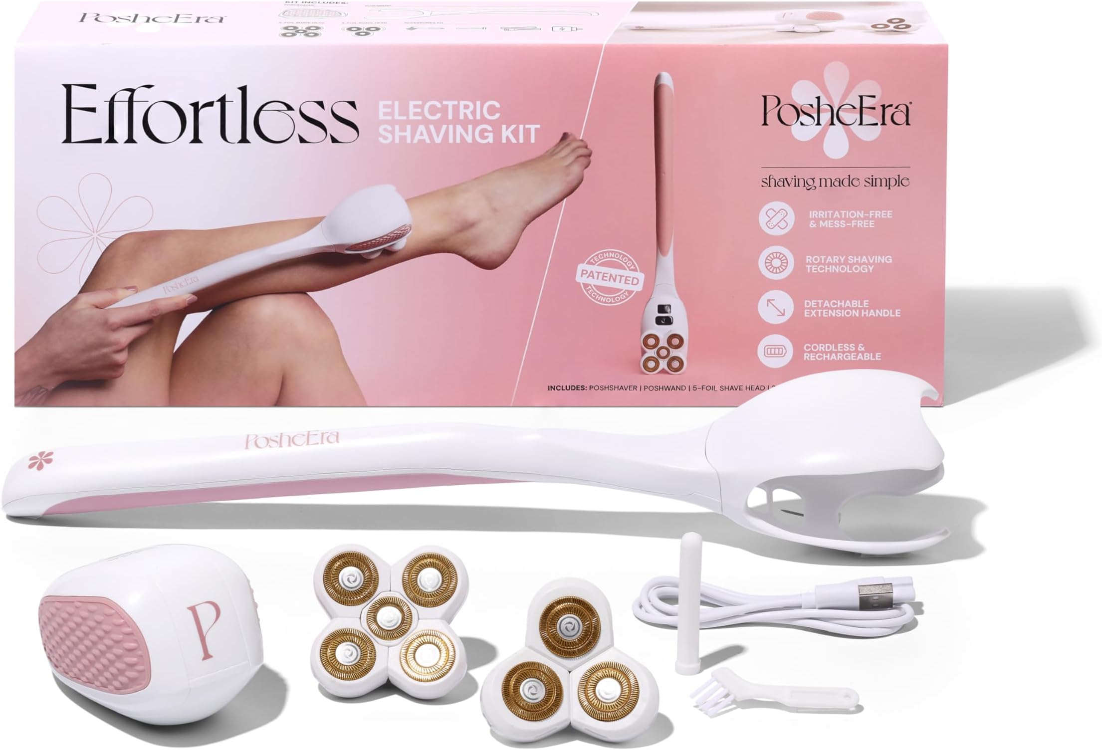 Amazon.com: PosheEra Self-Care Shave Kit | Friction-Fit Handle for Easy ...