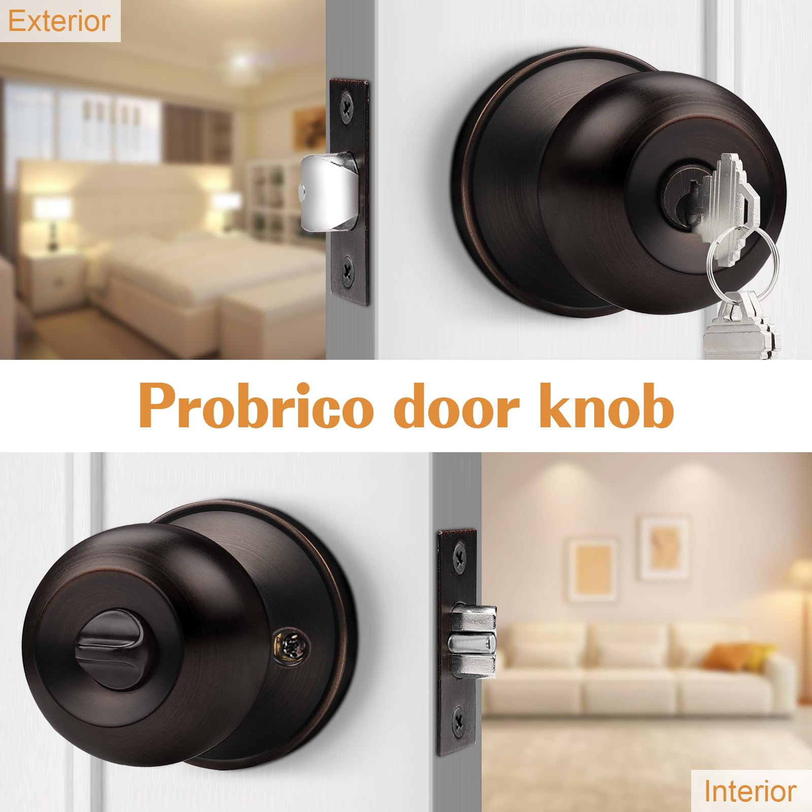 Snapklik.com : Probrico 6 Pack Oil Rubbed Bronze Entry Door Knobs Combo ...