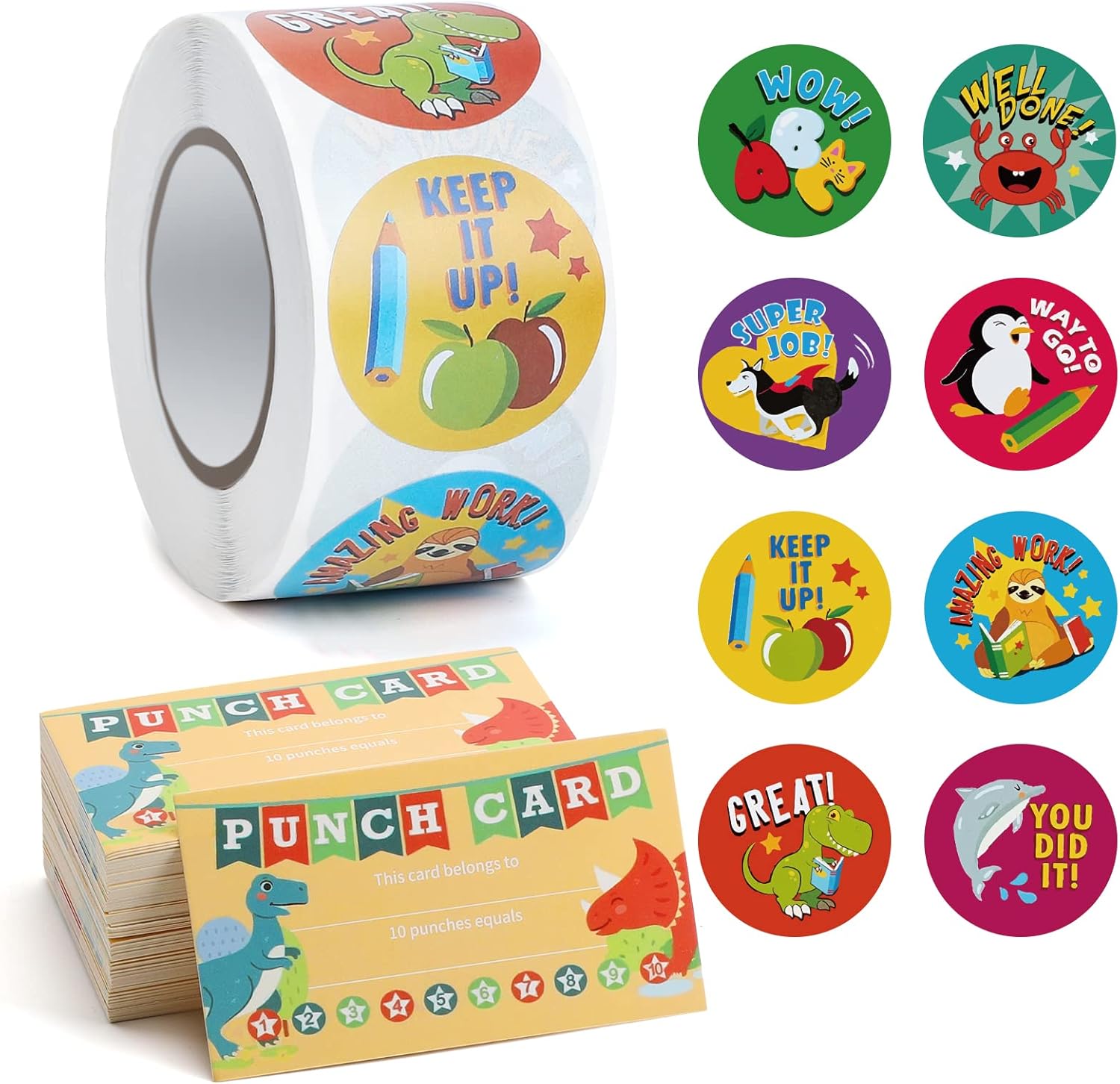 Buy 500PCS Reward Stickers in 8 Animal Designs and 100 PCS Dinosaur ...