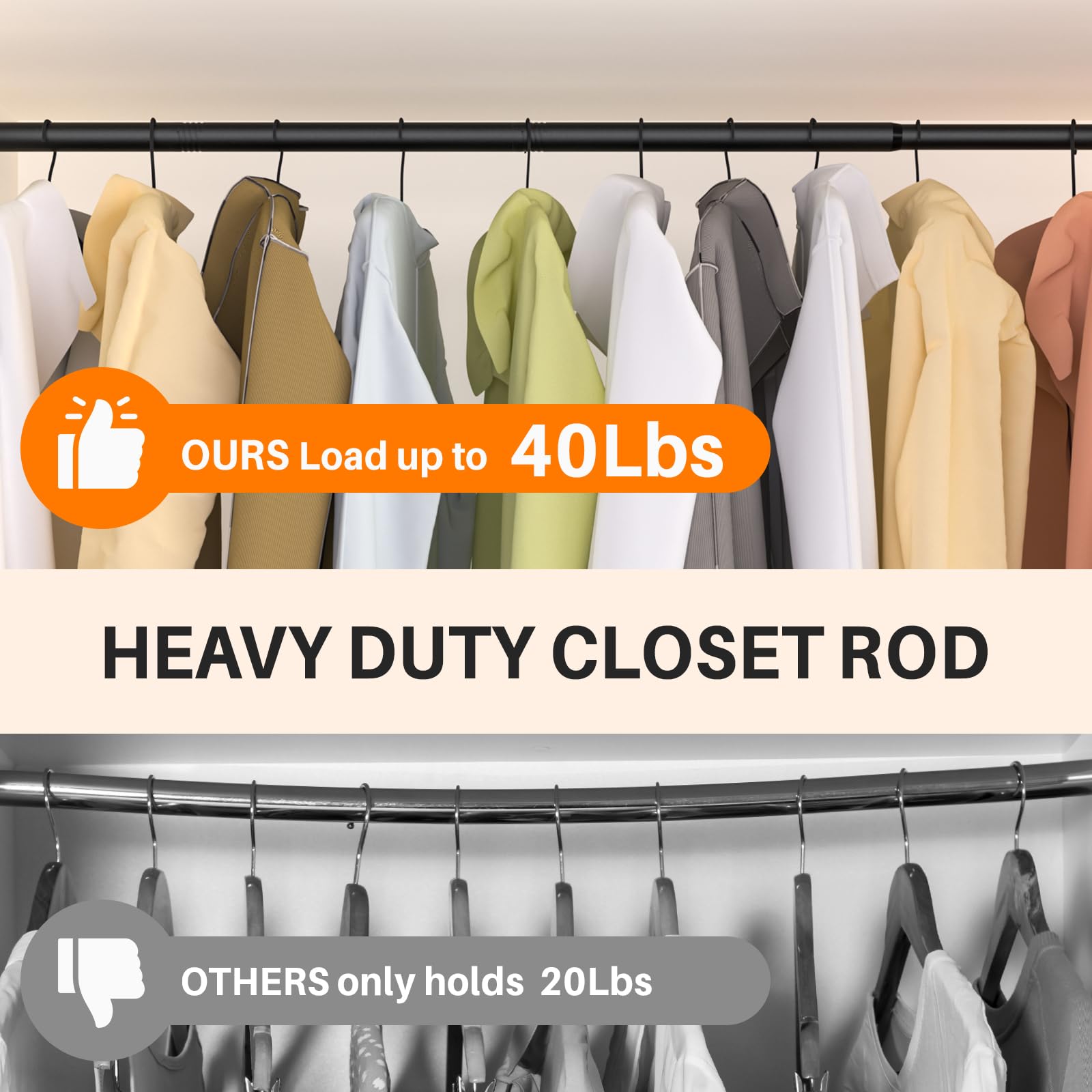 Snapklik.com : SUTINE Closet Rod For Hanging Clothes, 17 To 67 Inch ...