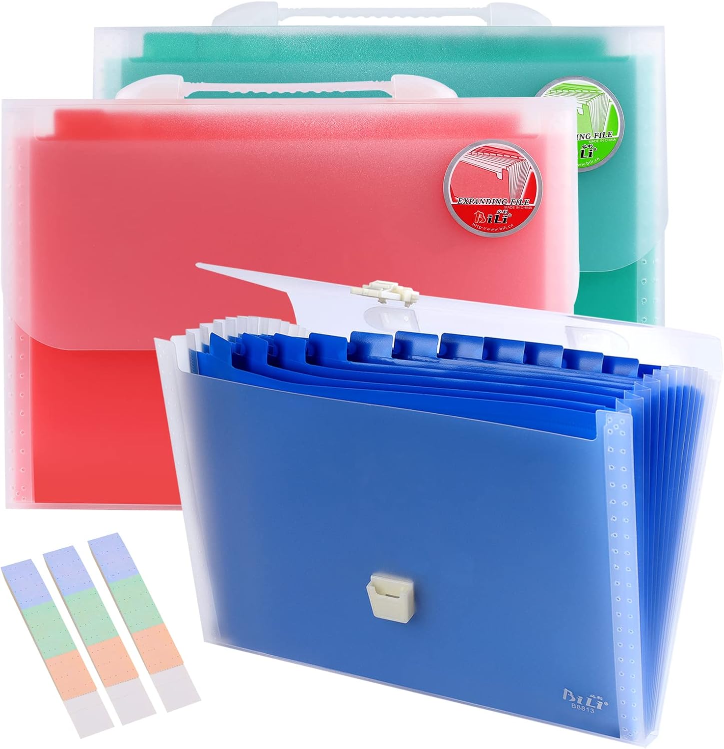 A4 Plastic Expanding File Folder 13 Pocket (3 Pack) Portable A4 ...