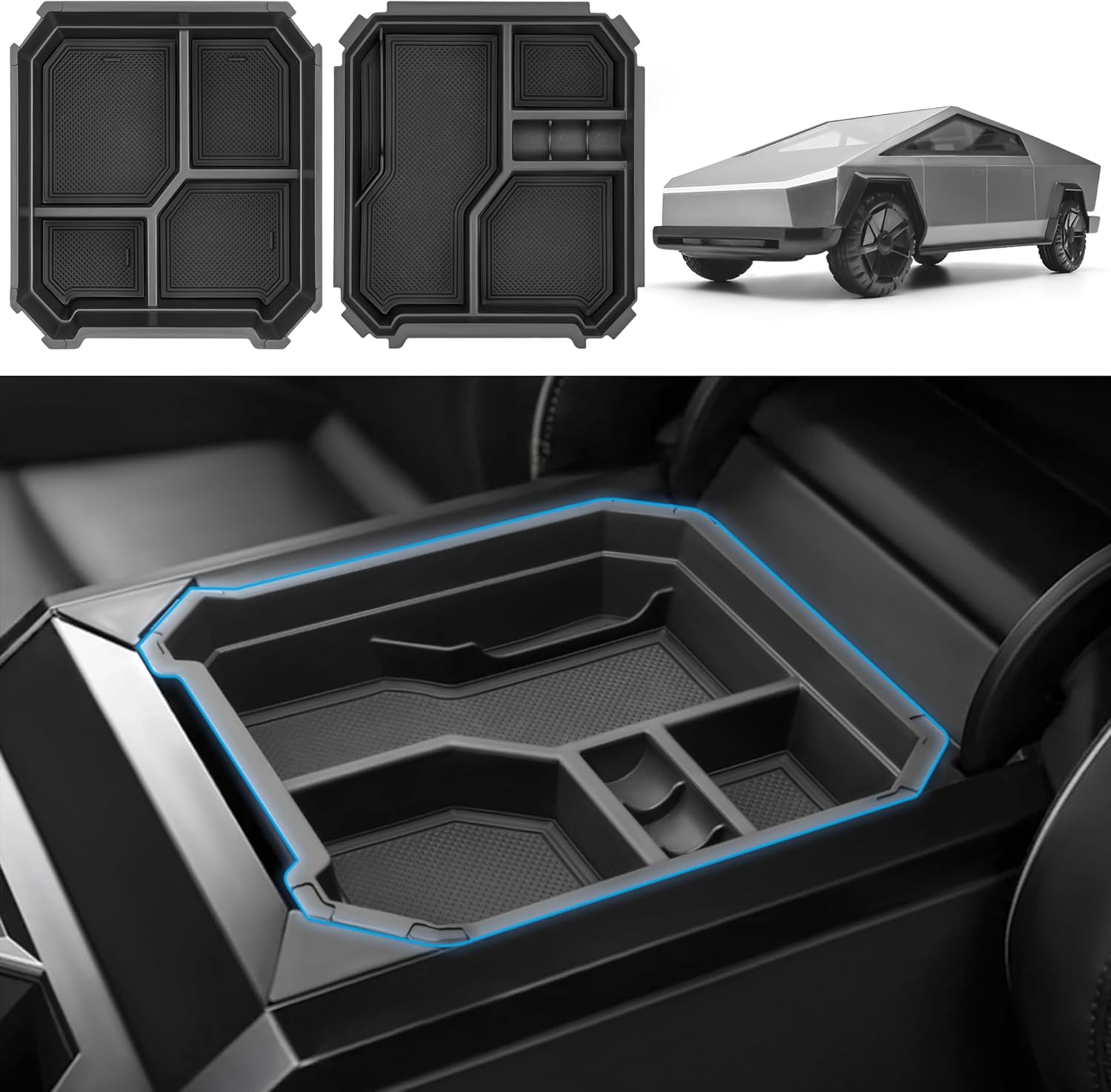 Amazon.com: Uireefly Double Layer Center Console Organizer for Tesla ...