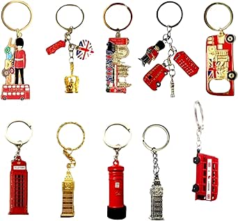 London Landmarks Keychain Set - 10-Piece Collection of Iconic British ...