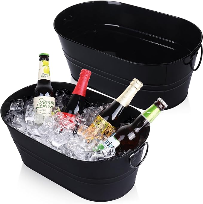 Amazon.com: Galvanized Tub Beverage Tubs, 2pcs Metal Ice Buckets for ...