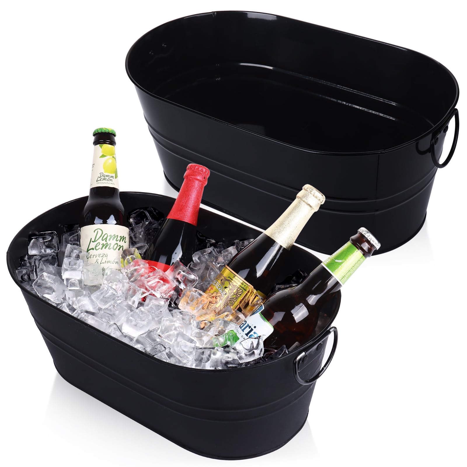Snapklik.com : Galvanized Tub Beverage Tubs, 2pcs Metal Ice Buckets For ...