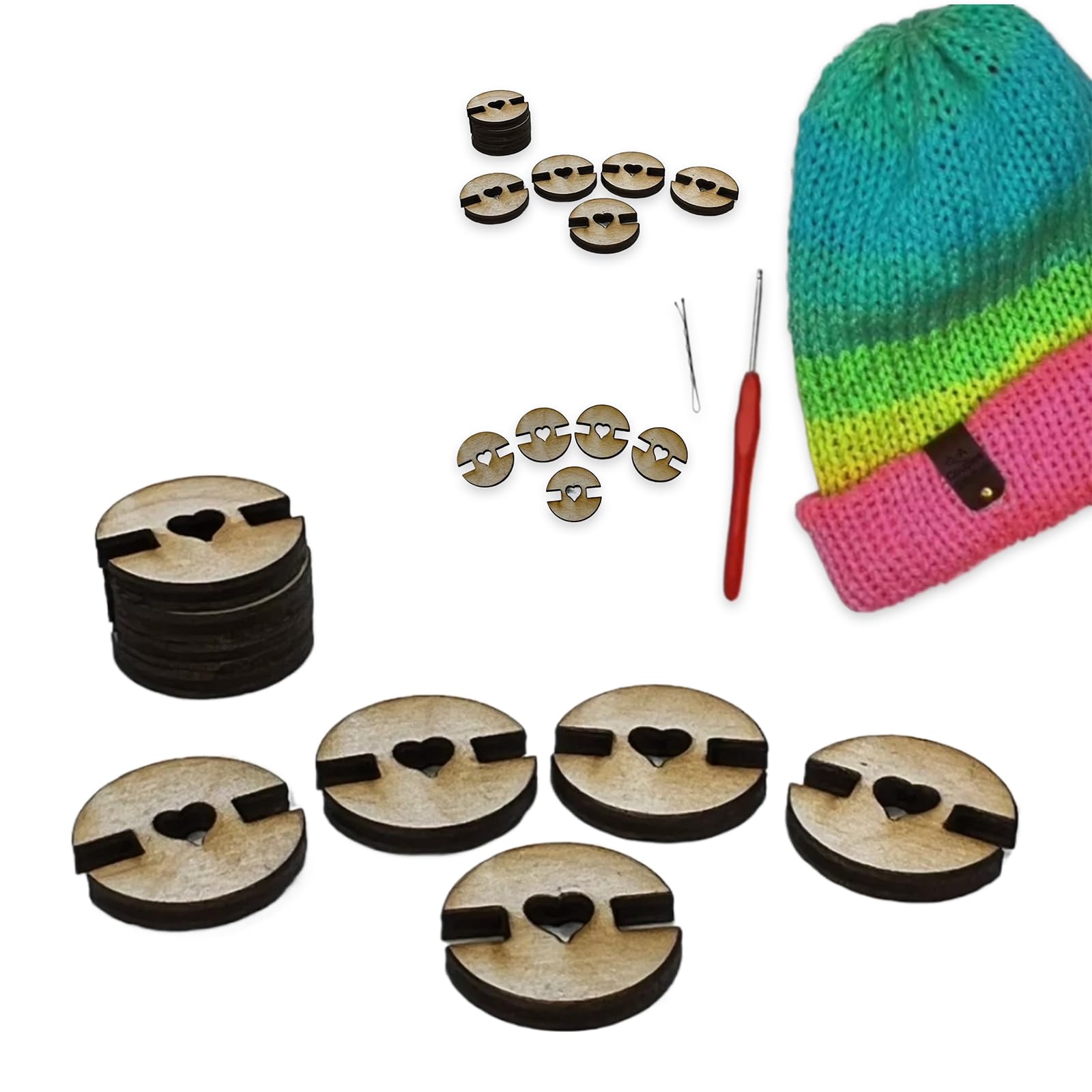 Amazon.com: 50PCS Removable Wooden Pom Poms Buttons, Faux Fur Pom Poms ...