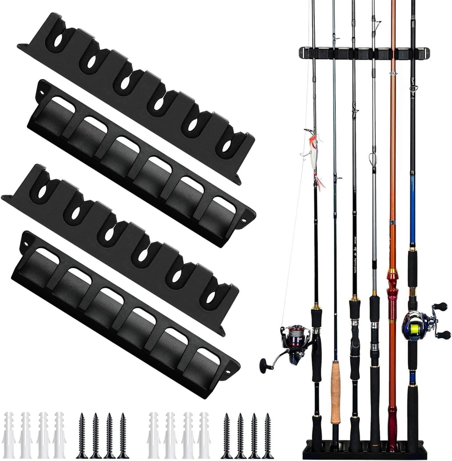 Amazon.com: Vertical Fishing Rod Holders Wall-Mounted – Simple Deluxe ...