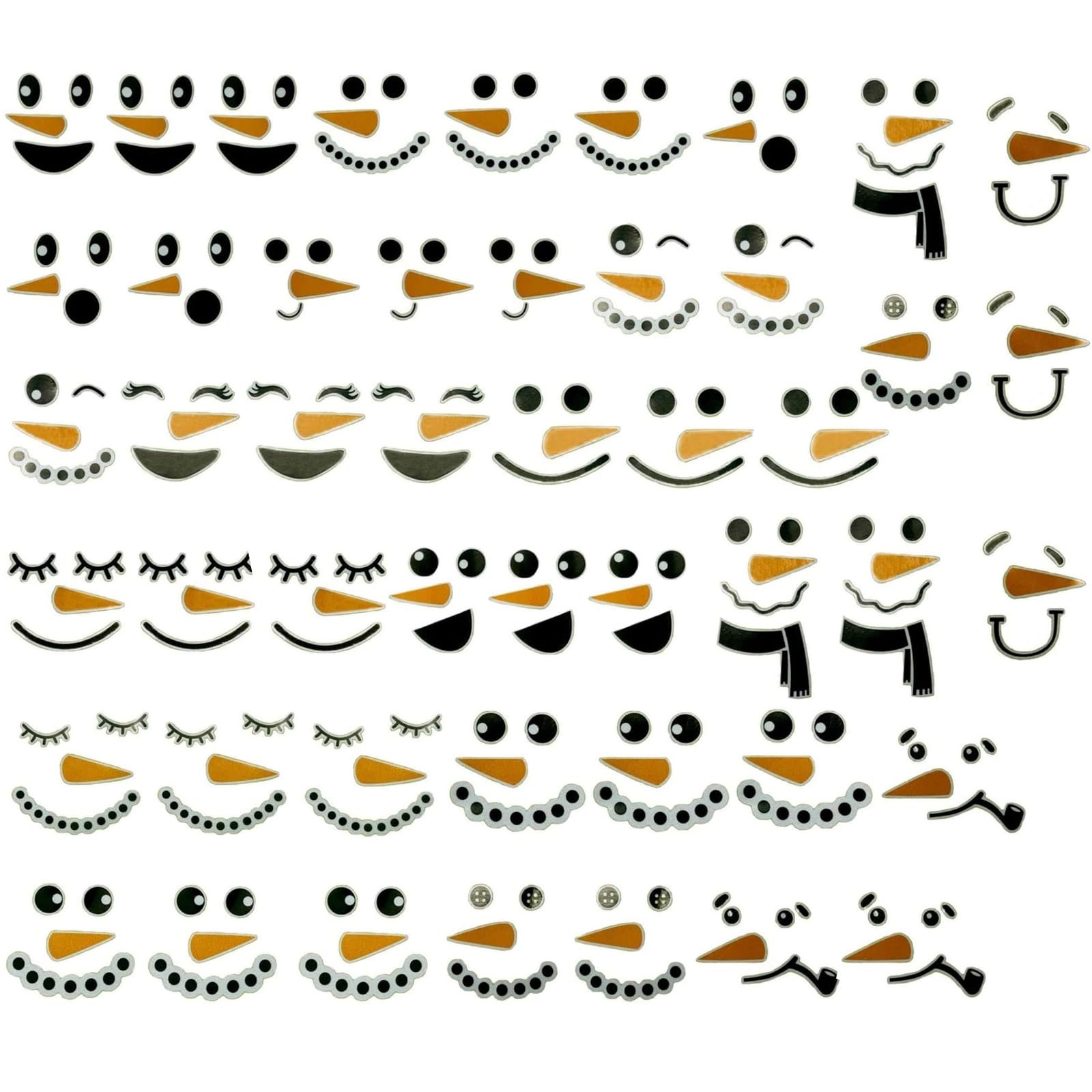 Snowman Face Stickers For Glass 16-Piece Snowman Face Stickers - Fun ...
