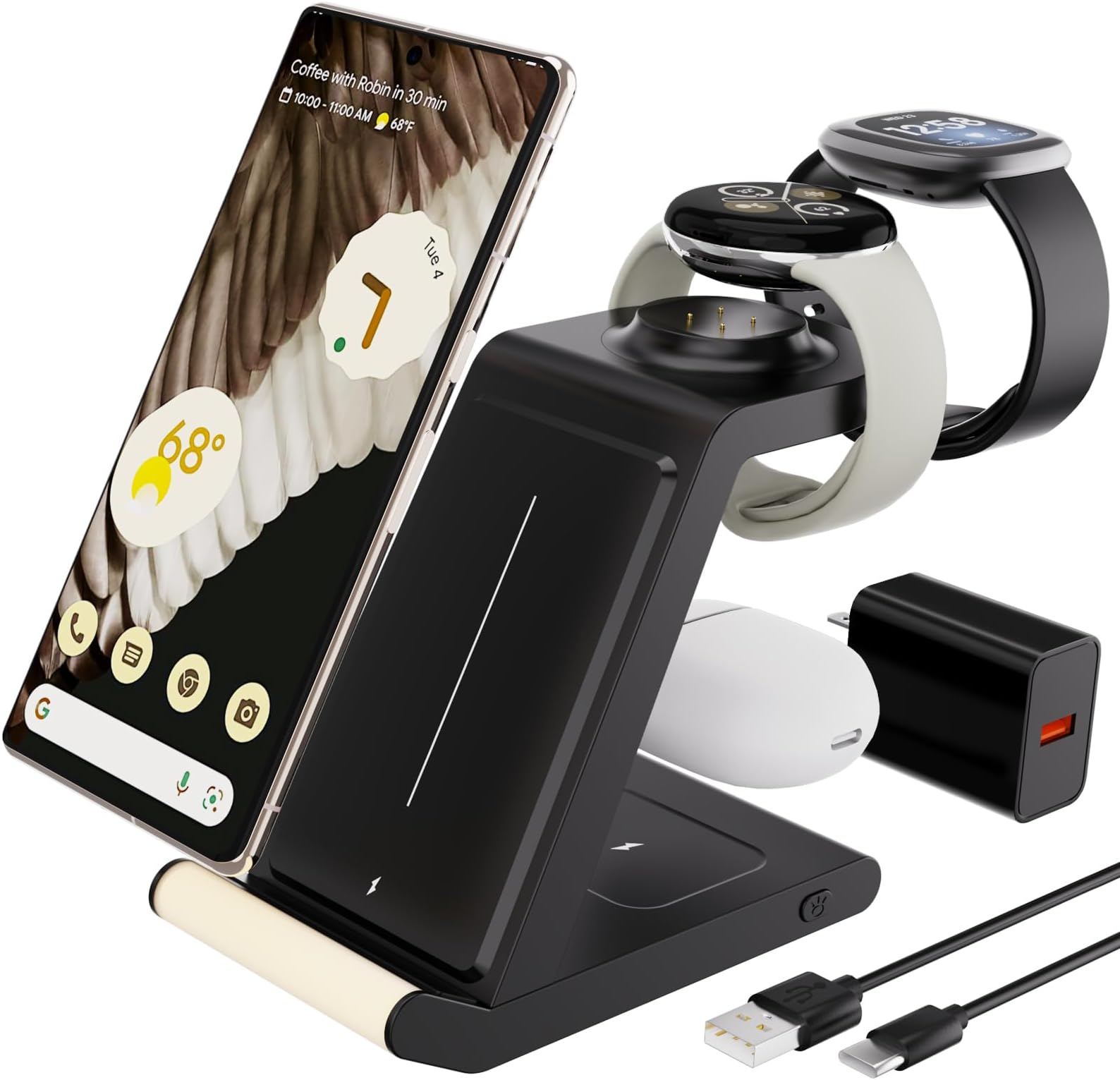 Amazon.com: Wireless Charger Stand for Fitbit Versa 4/Versa 3/Sense 2 ...