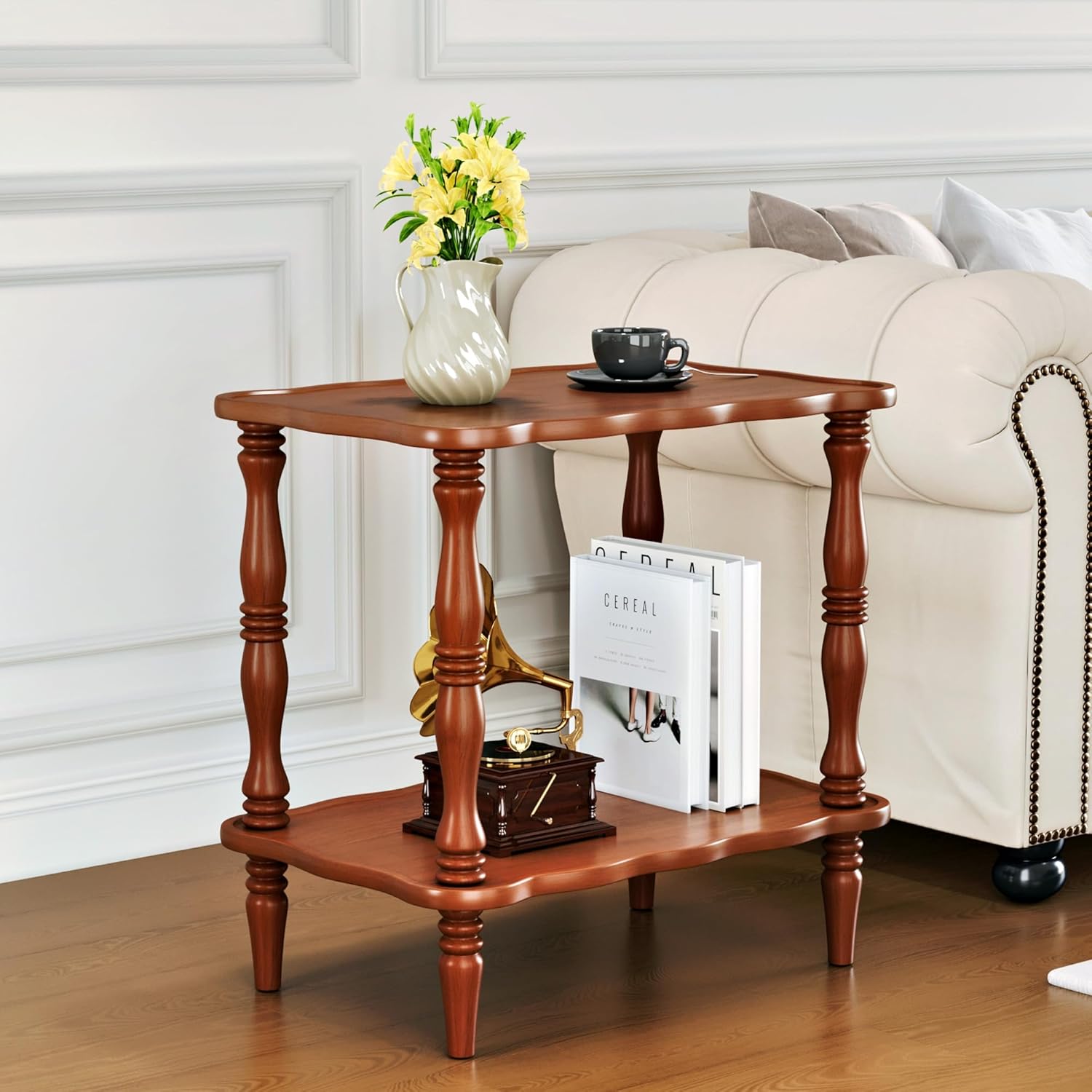 Amazon.com: MYOTA Solid Wood End Table Living Room - 23.6" H Small ...
