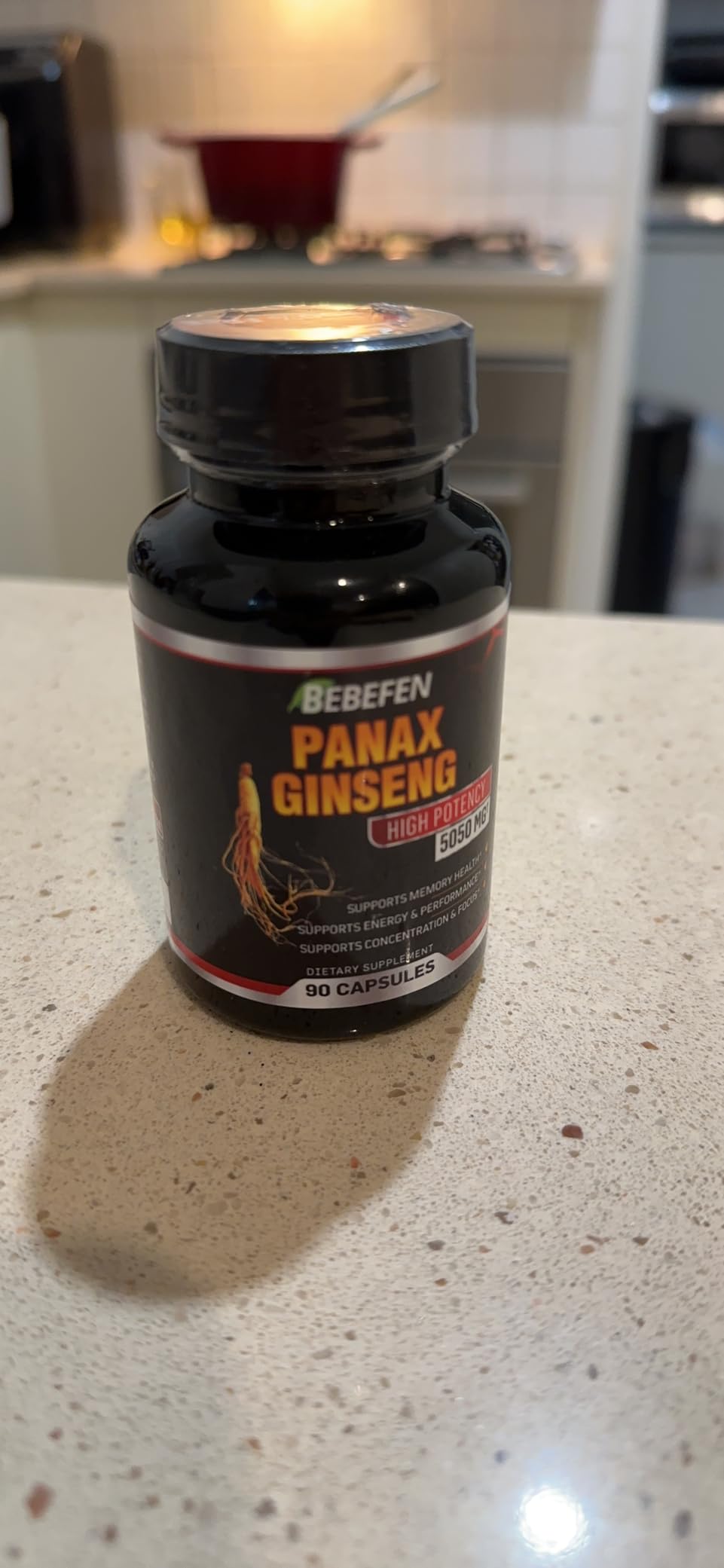 Panax Ginseng Capsules - 5050mg Formula Pills with Black Pepper Extract ...