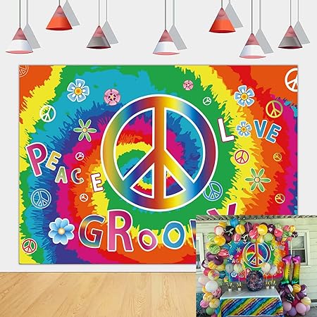 Amazon.com : 60's Carnival Tie Dye Backdrop Hippie Theme Party ...