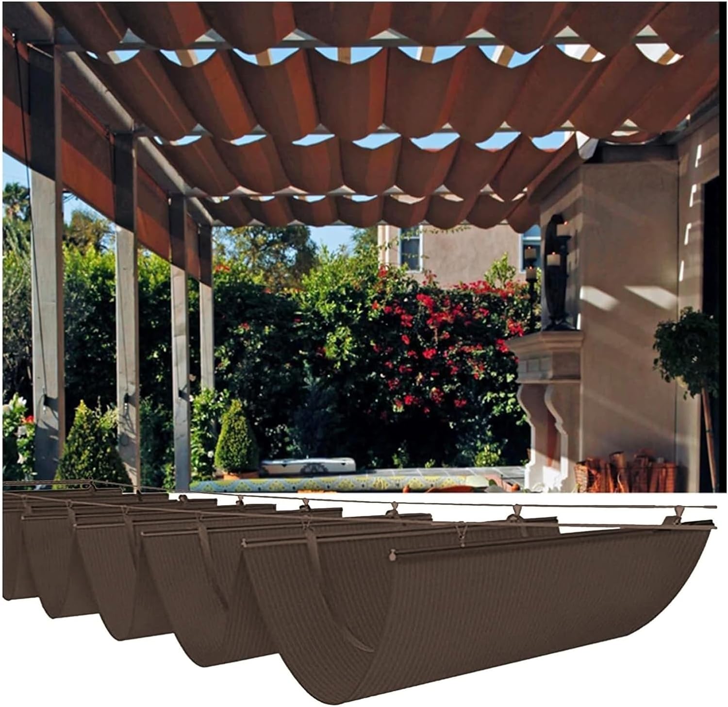Amazon.com : JINMLBO Retractable Wave Shade Sail, Block UV and Sun ...