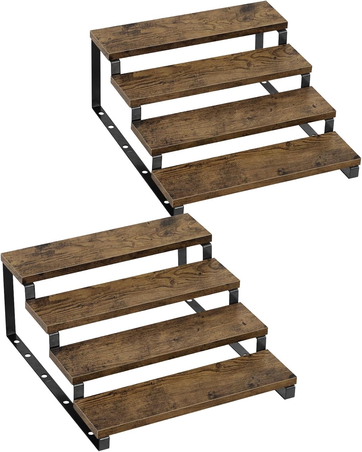 MOOACE 4 Tier Wooden Expandable Spice Rack Organizer, Adjustable Step ...