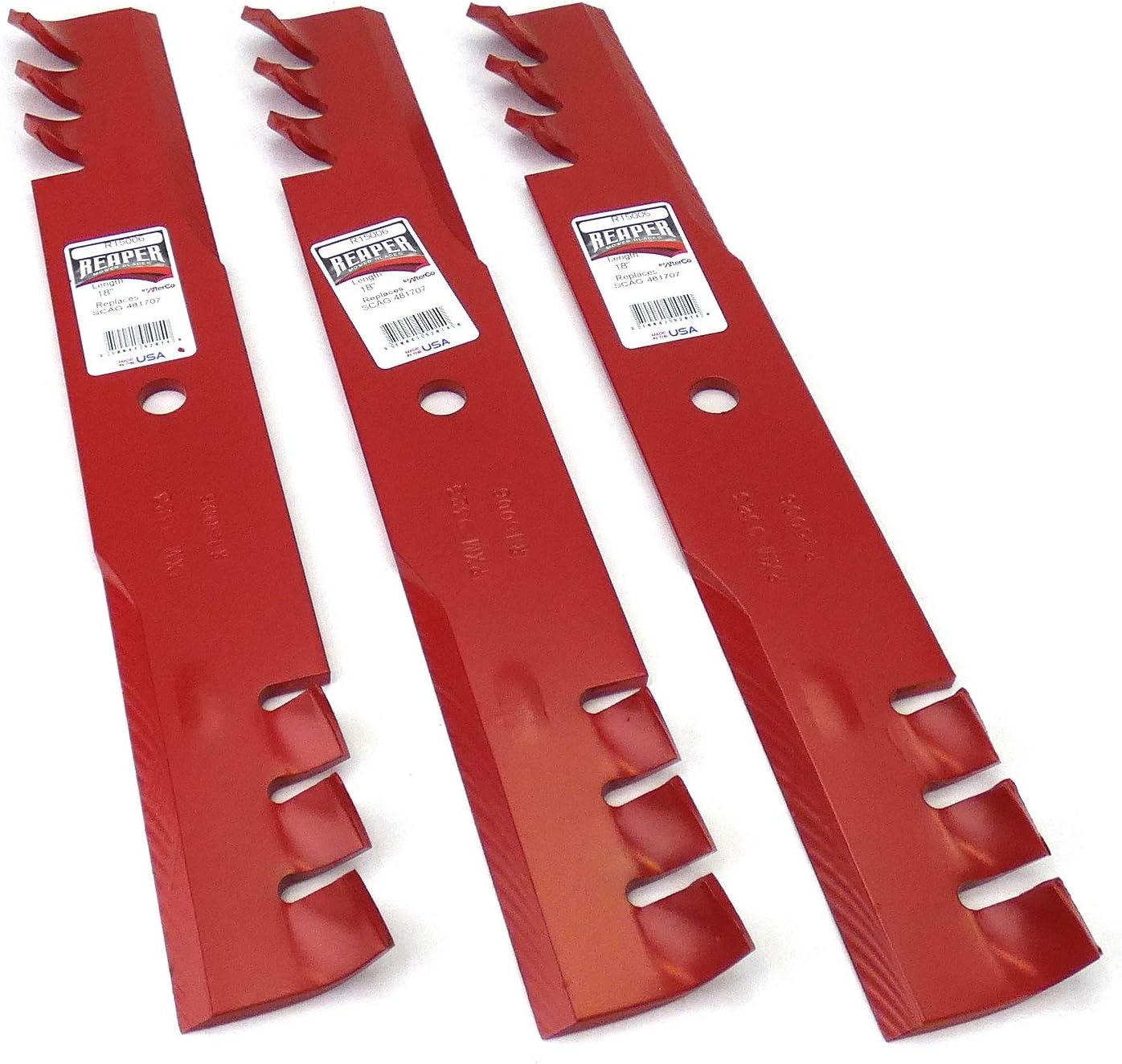 Amazon.com : MowerPartsGroup (3) Reaper 52" HD Toothed Mulching Blades ...