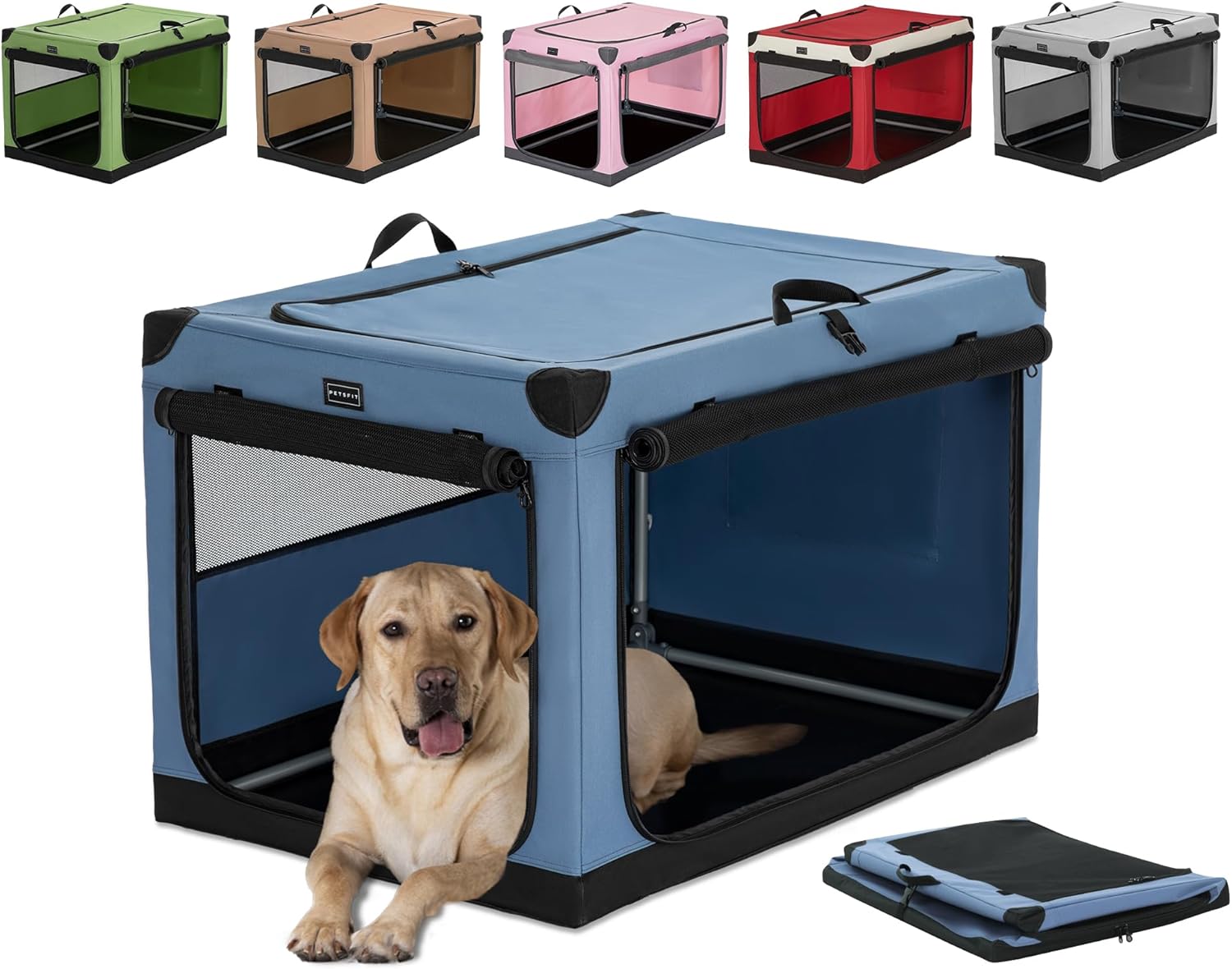 Petsfit Portable Dog Crate, Adjustable Fabric Dog Crate by Spiral Iron ...