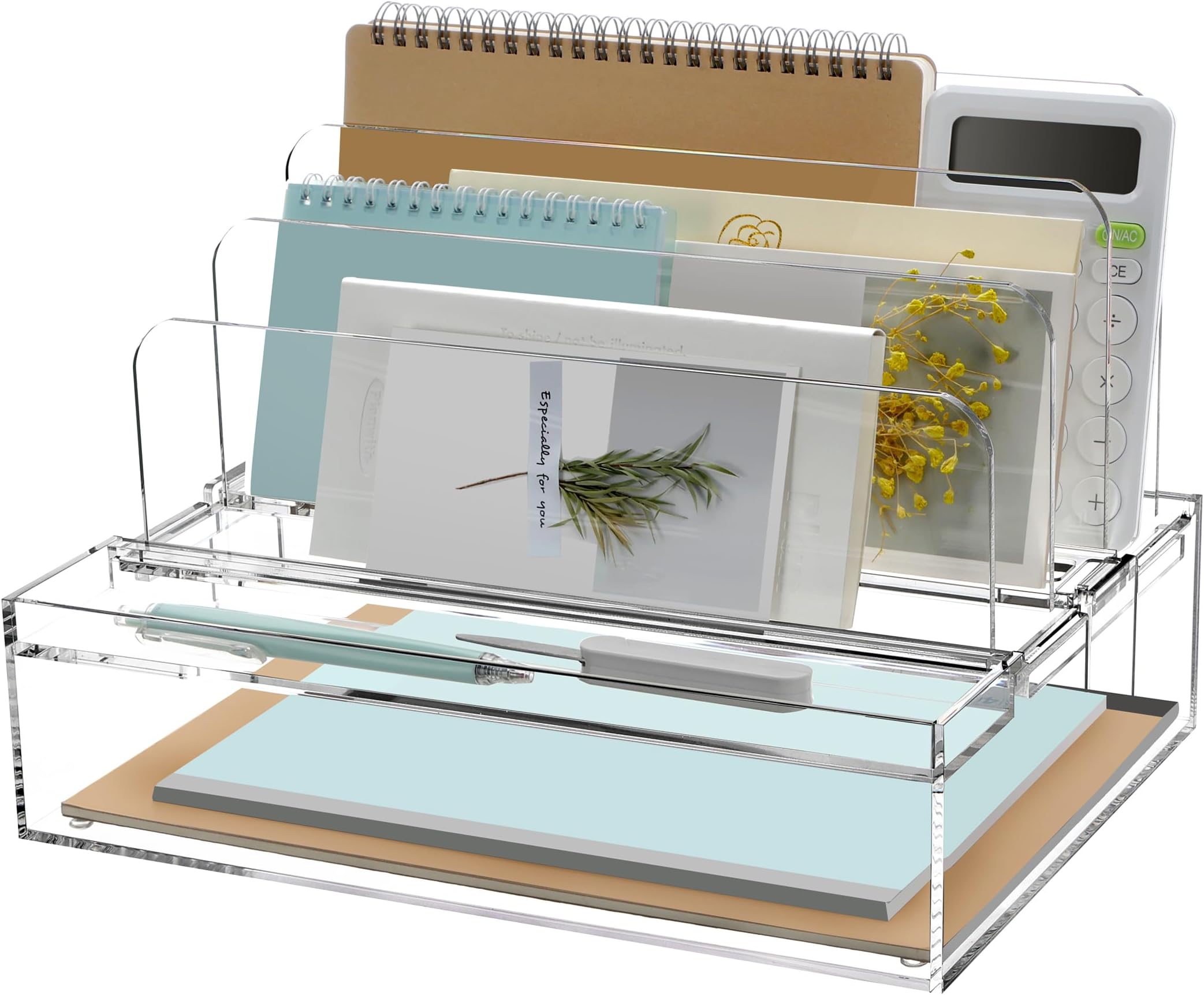 Amazon.com : DINGHUO Acrylic Desk Organizers and Accessories, 3 Upright ...