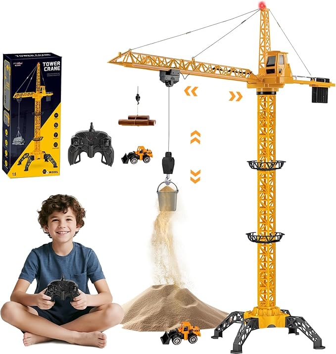 JONRRYIN Gru a Torre Telecomandata Alto 138 cm, 6 Canali 2,4 Hz RC Gru ...