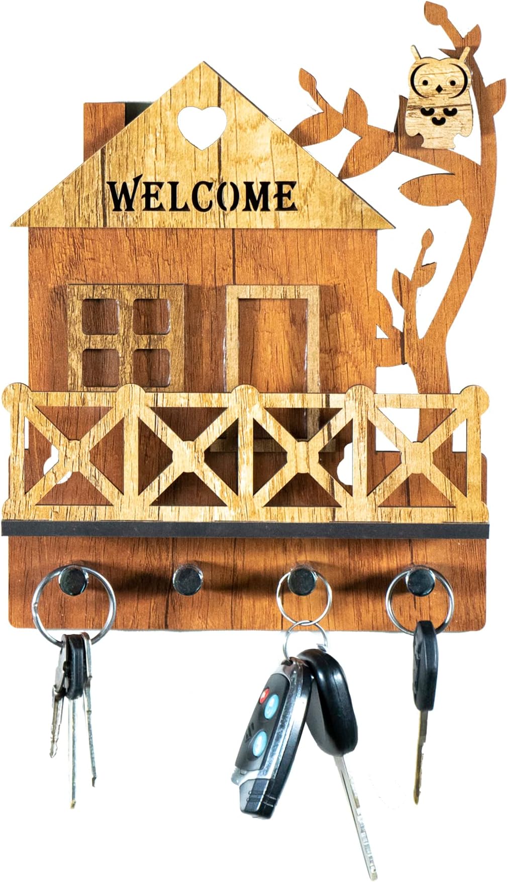 STICKY PANDA Key Holder for Wall Decorative-Wooden Key Organiser Key ...