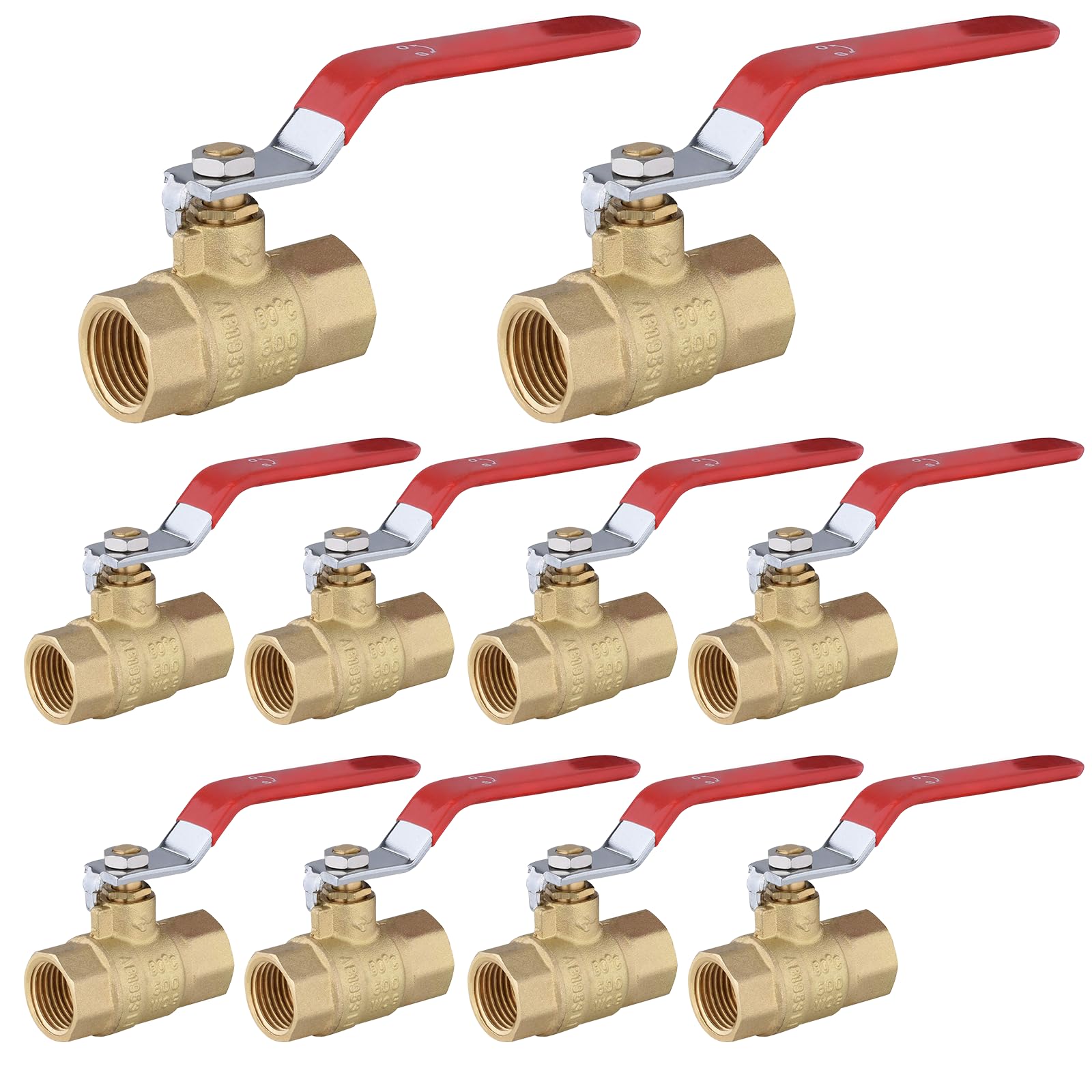 Snapklik.com : 10-Pack HeSun 3/4 Inch FIP Threaded Ball Valve, Brass ...