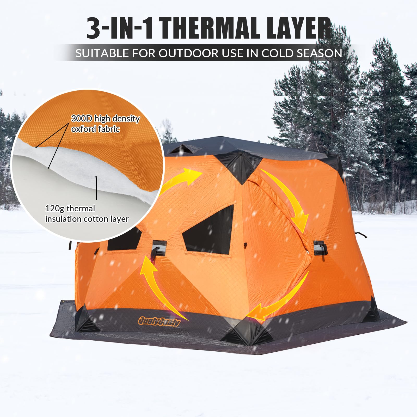 Snapklik.com : QualyQualy Ice Fishing Tent Insulated, 6 Sided Fishing ...