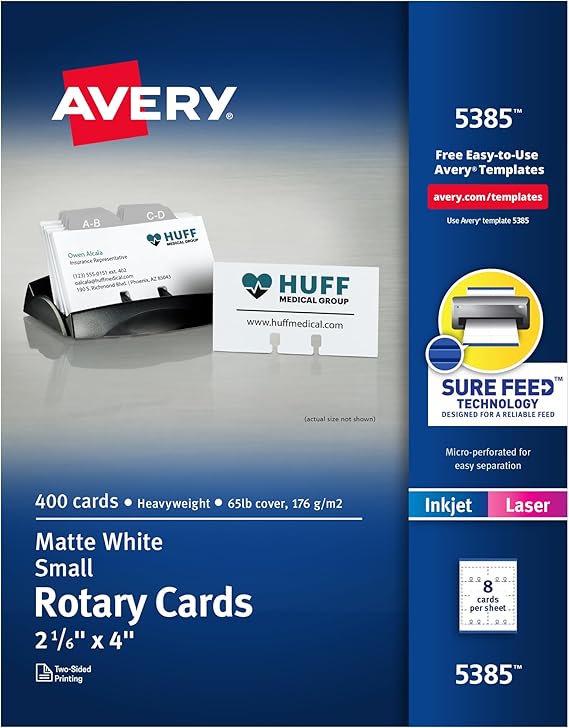 Amazon.com: Printable Rotary Cards with Sure Feed Technology, 2-1/6" x ...