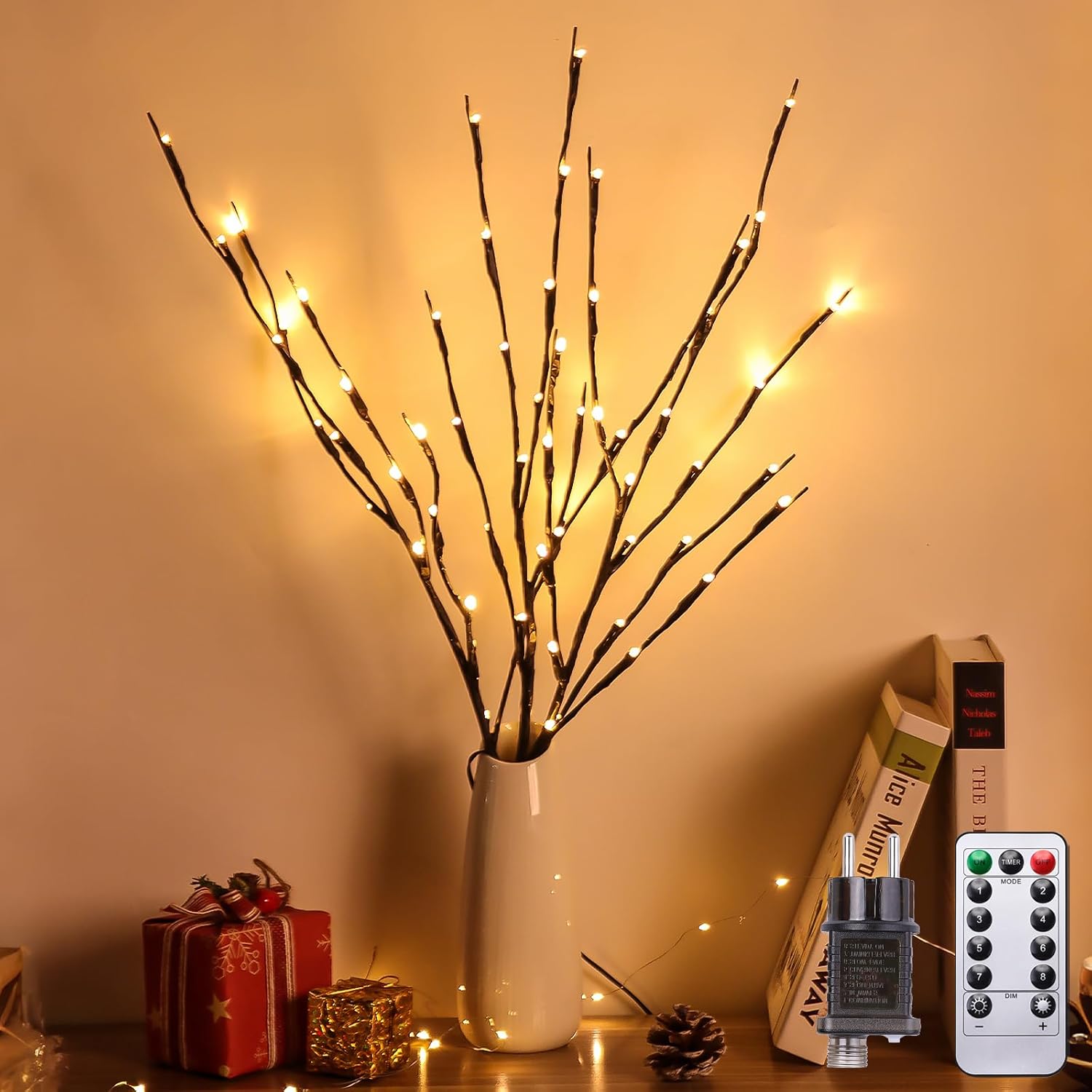 Kinamy Albero Led, Set di 3 Albero Luci Led Rami, 60 LED 8 Modalità di ...
