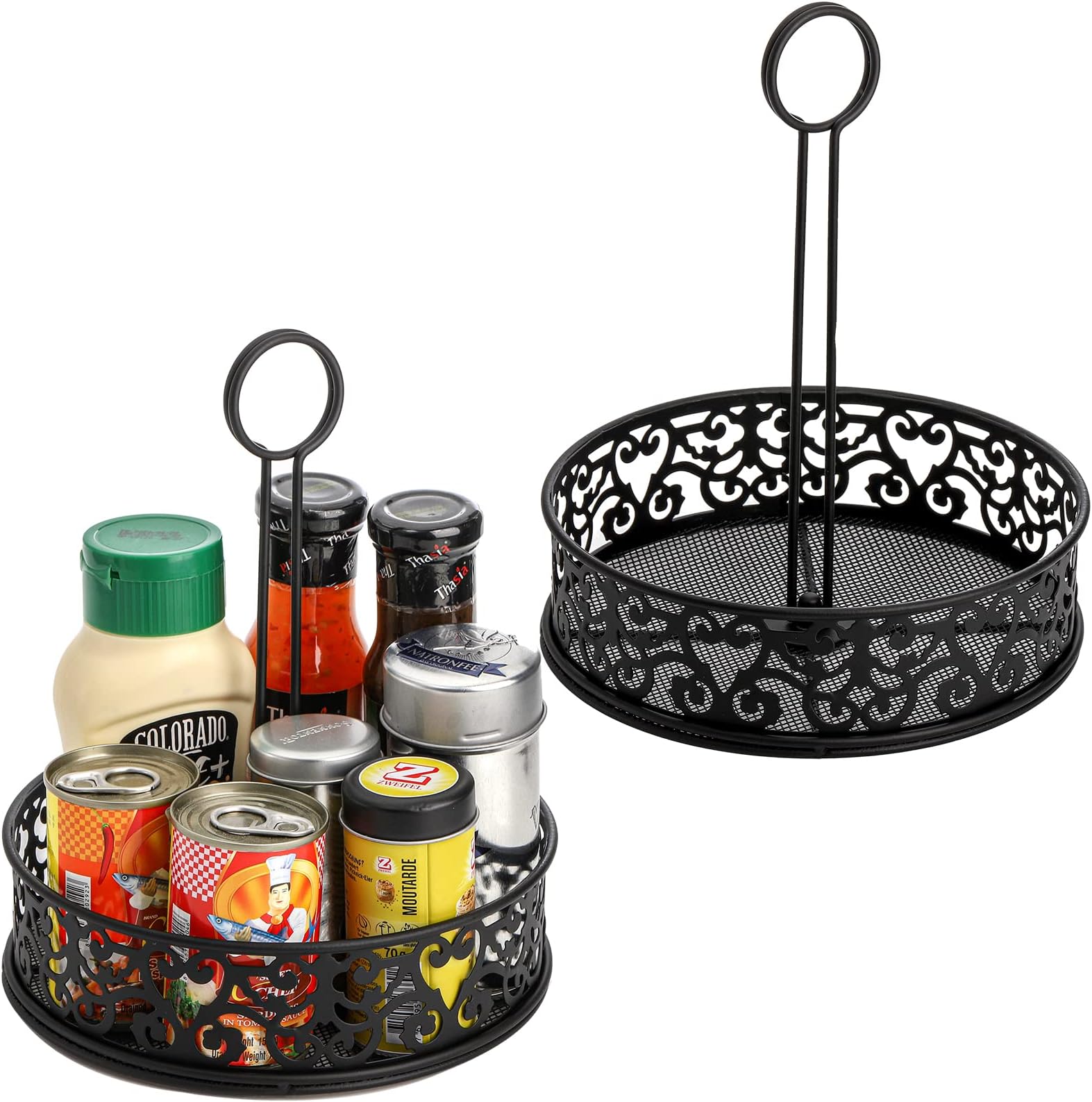 Amazon.com: AVLA 2 Pack Steel Condiment Caddy, Rust-Resistant Seasoning ...