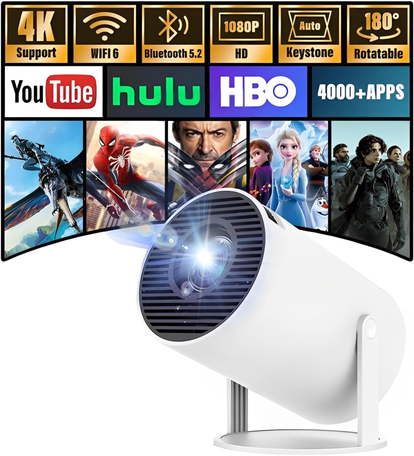 Amazon.com: Projector with WiFi and Bluetooth, 4K Decode Outdoor Movie ...