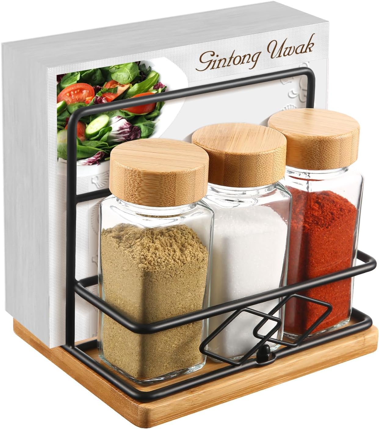 Amazon.com: MyGift Rustic Burnt Solid Wood All-In-One Napkin Holder and ...