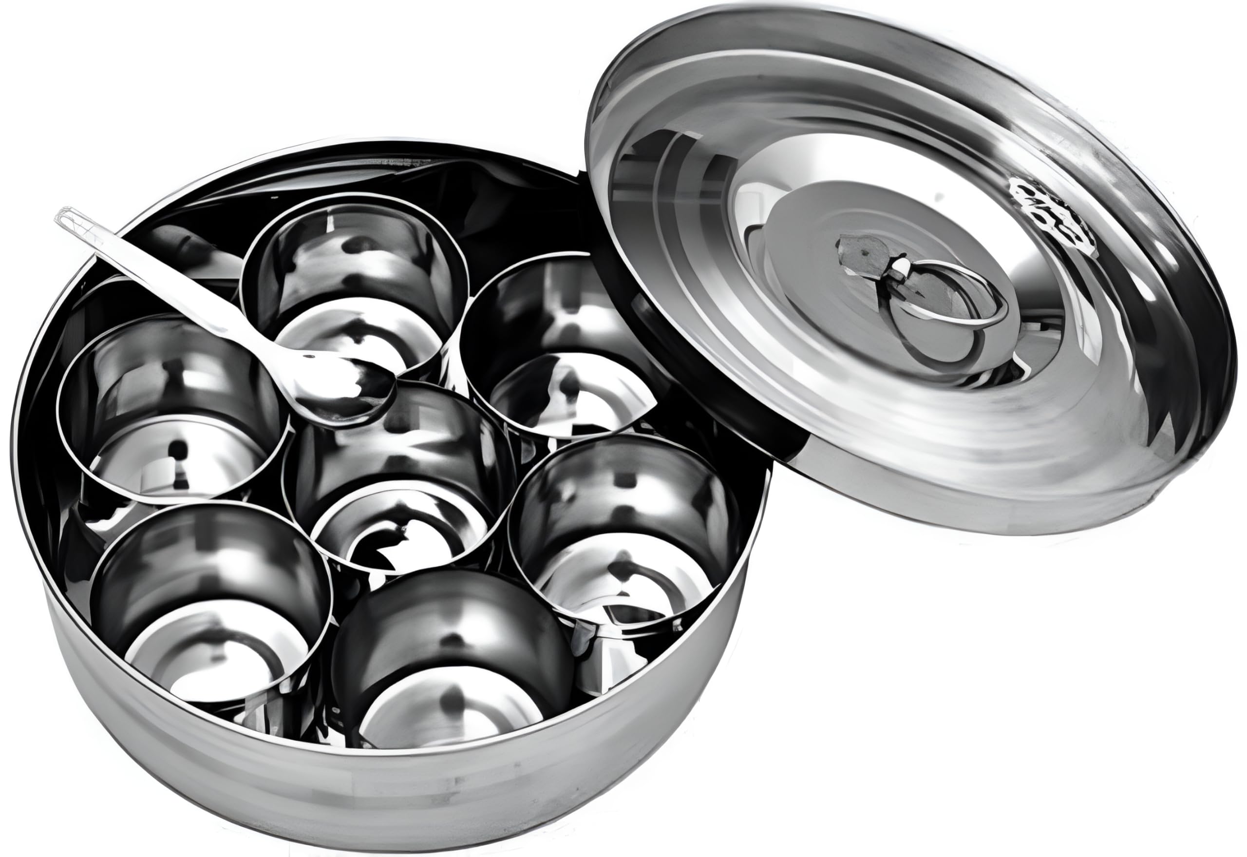 Home Icon Ayush Stainless Steel Masala Dan/Dry fruit Box 1.5 Ltr With 7 ...