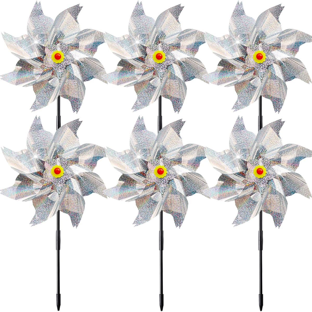 Amazon.com: HADEEONG Sparkly Reflective Pinwheels with Stakes, Wind ...