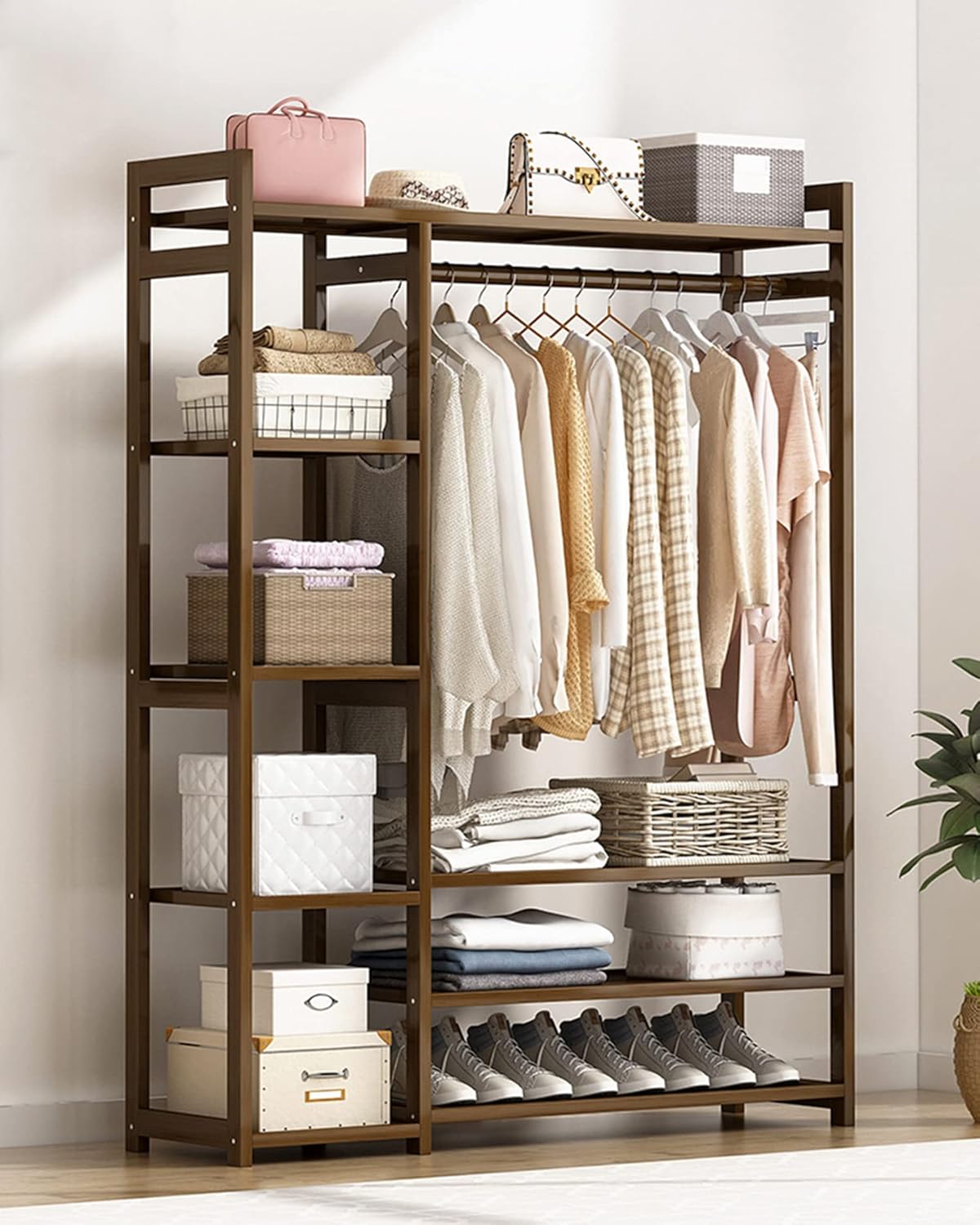 Bamboo Garment Rack With Shelves Kmart at Eileen Porras blog
