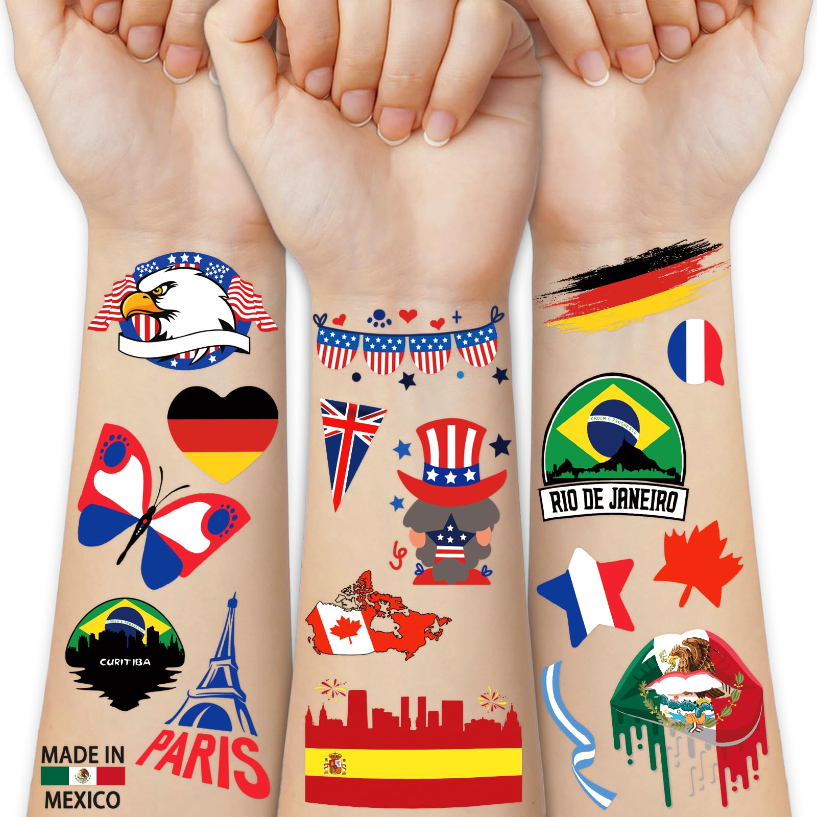 Amazon.com : National Flag Temporary Tattoo for Adults and Kids, 36 ...
