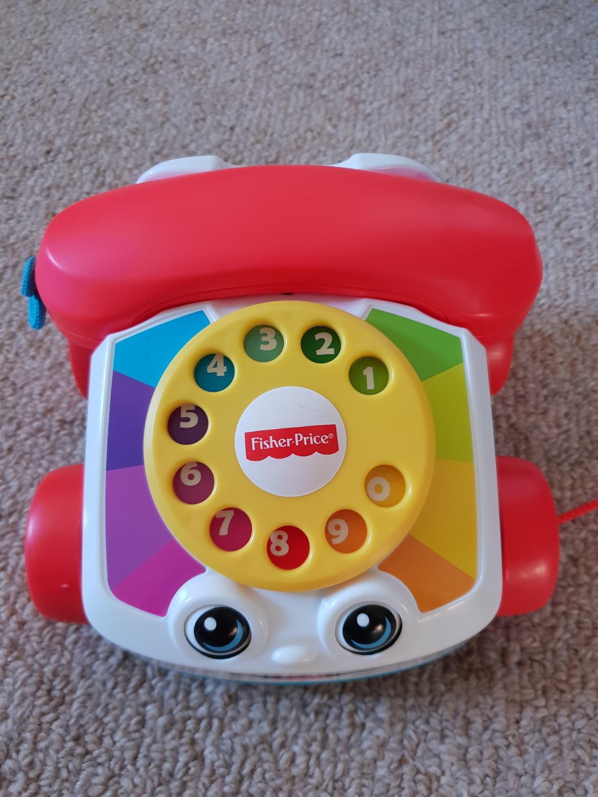 Fisher-Price Chatter Telephone, Pull Toy Phone for Walk-Along Play ...