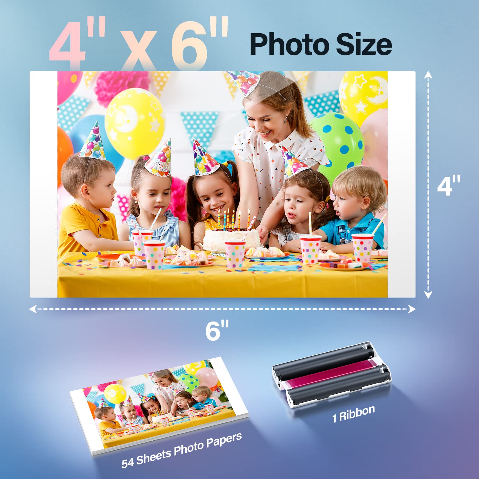 Snapklik.com : 4 X 6 Photo Print Paper & Ribbon, 1 Ribbon & 54 Sheets ...