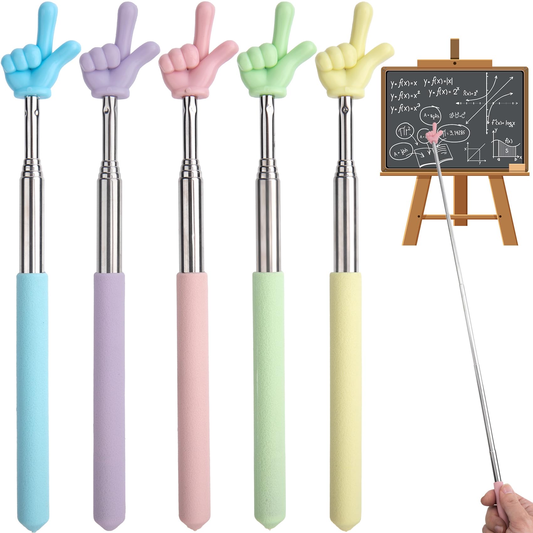 Amazon.com : PAGOW 5 Pcs Retractable Teacher Pointer Sticks, 5 Colors ...