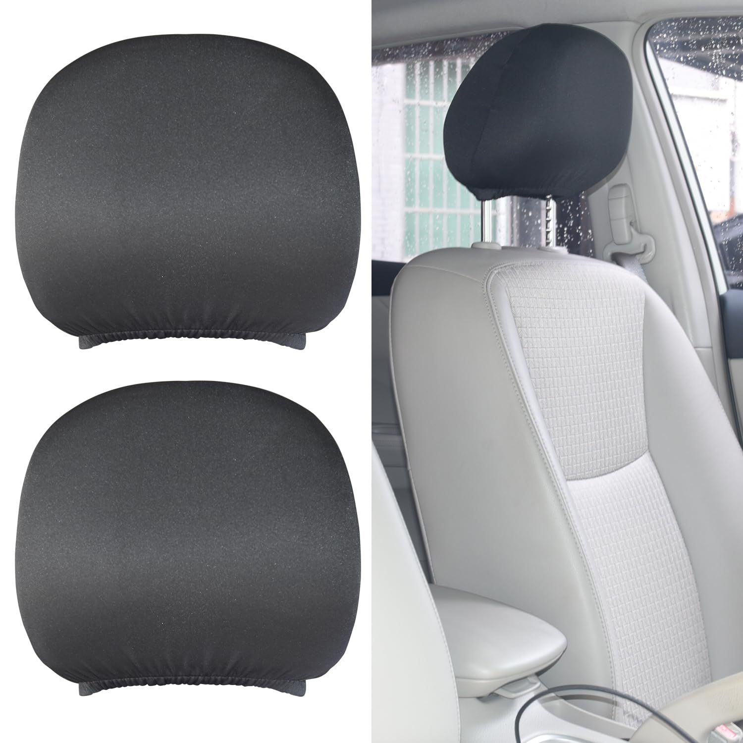 Luxiremi 4Pcs Car Headrest Covers Dustproof Washable Car Head Rest ...