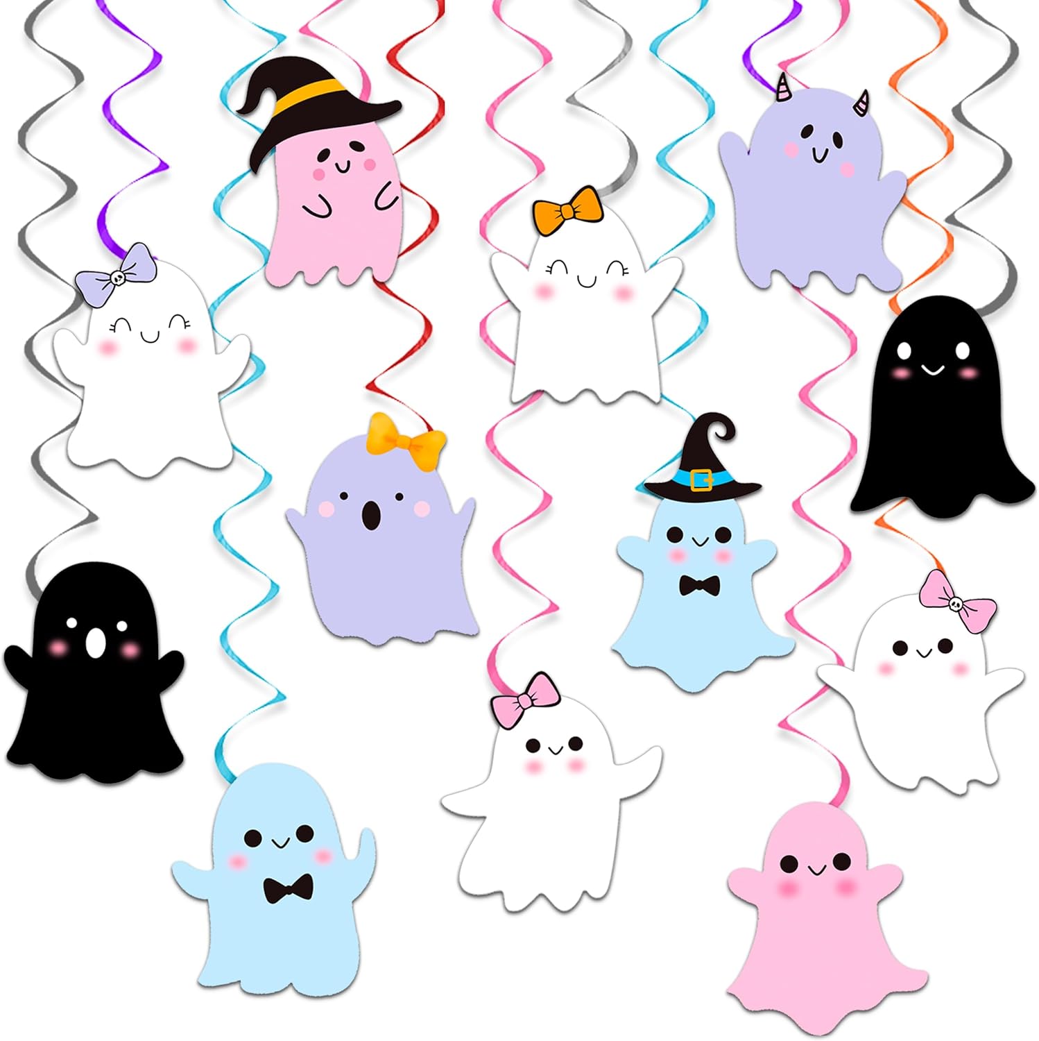 Amazon.com: 24pcs Halloween Ghost Hanging Swirlss Halloween Party ...