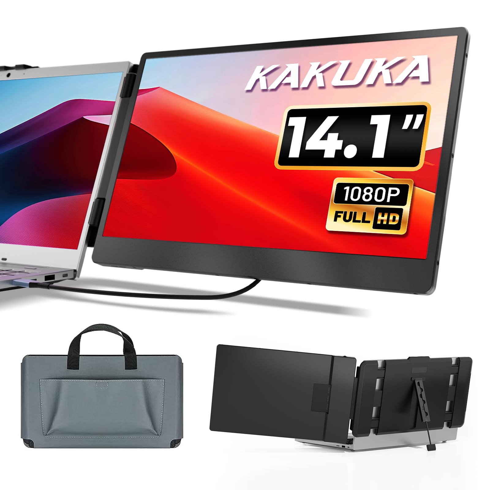 Kakuka 14 Laptop Screen Extender 1080p Fhd Dual Portable Monitor ...