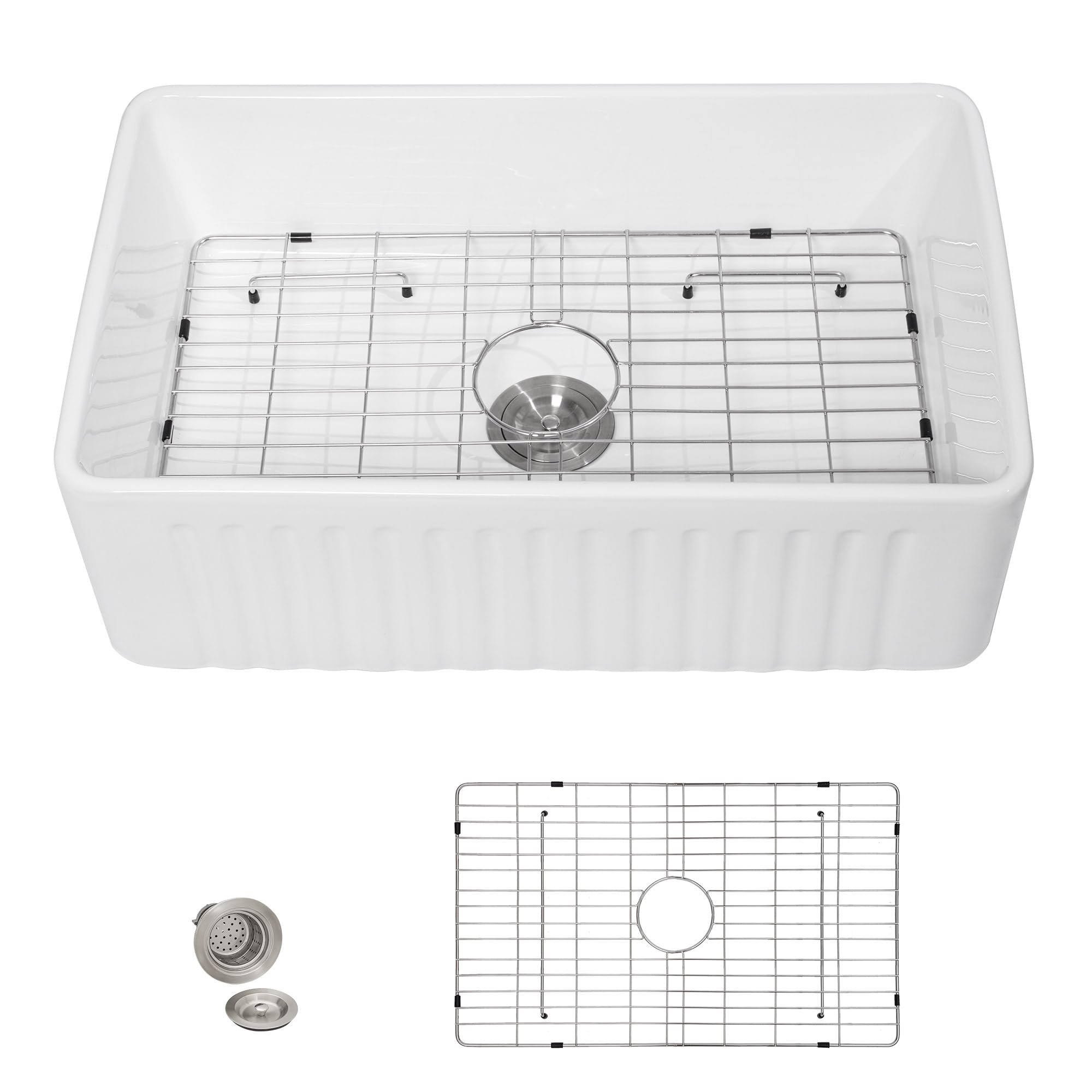 Snapklik.com : 30 White Farm Sink - 30x18 Inch Farmhouse Kitchen Sink ...