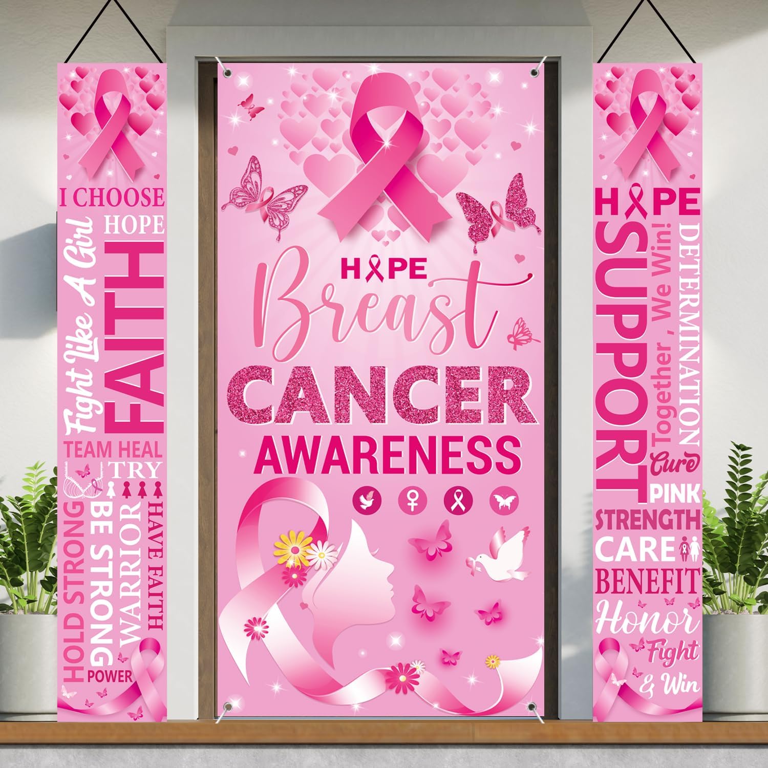 Amazon.com: Breast Cancer Awareness Decorations, Breast Cancer Banner ...
