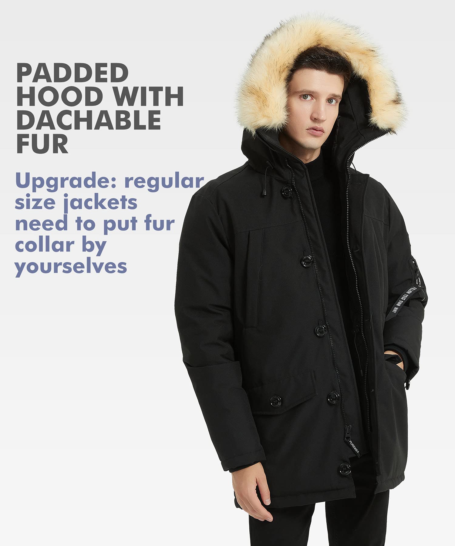 size L , PUREMSX Winter Jackets for Men, Insulated Thick Warm Padded ...