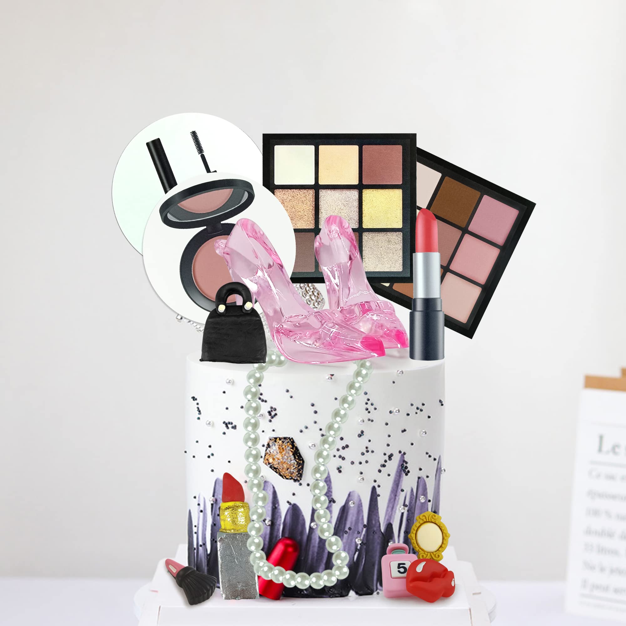 Snapklik.com : 15PCS Makeup Cake Toppers Cosmetics Theme Decorations ...
