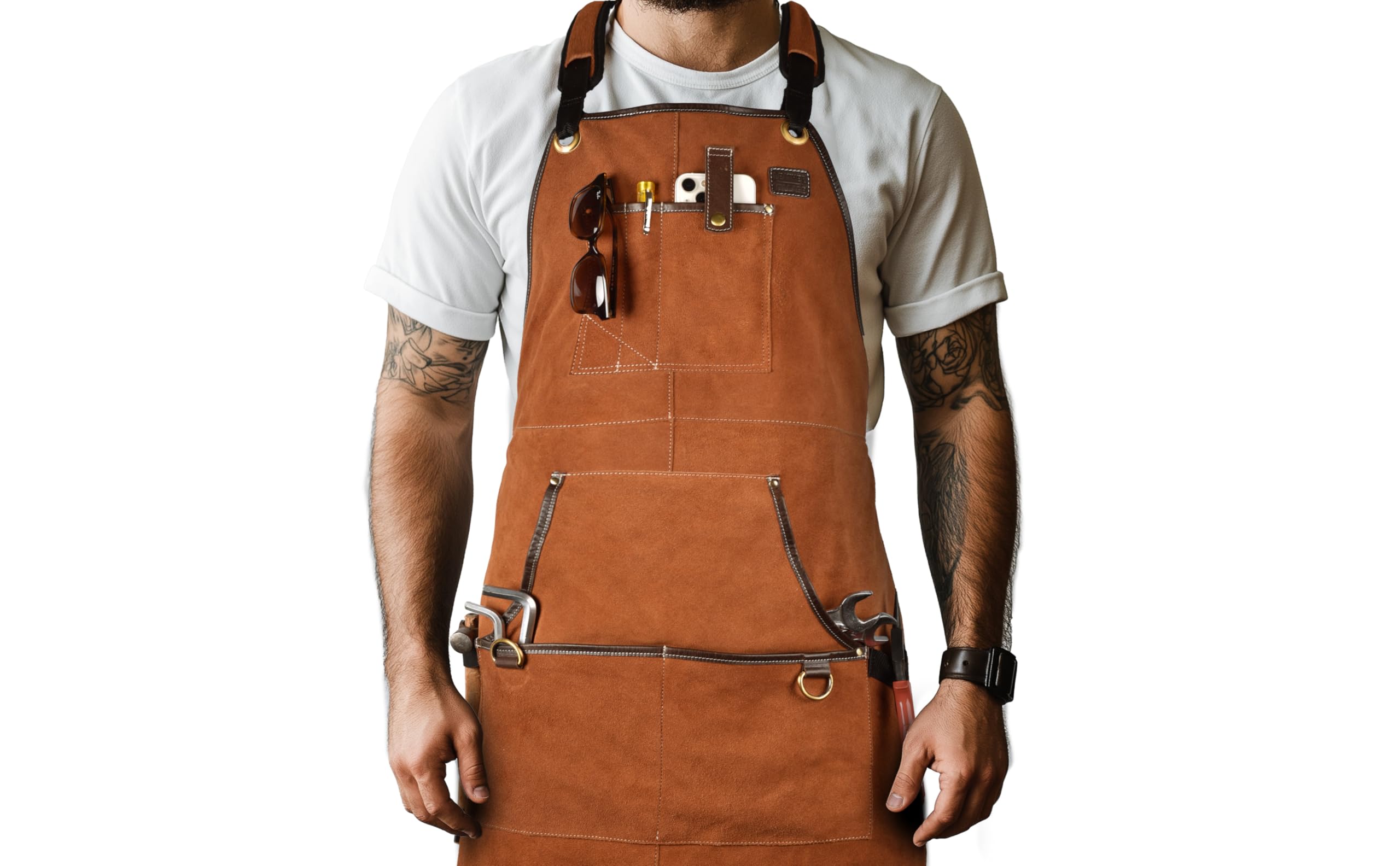 LEATHER VILLAGE Work Apron - Heavy Duty Woodworking Apron for Men with ...
