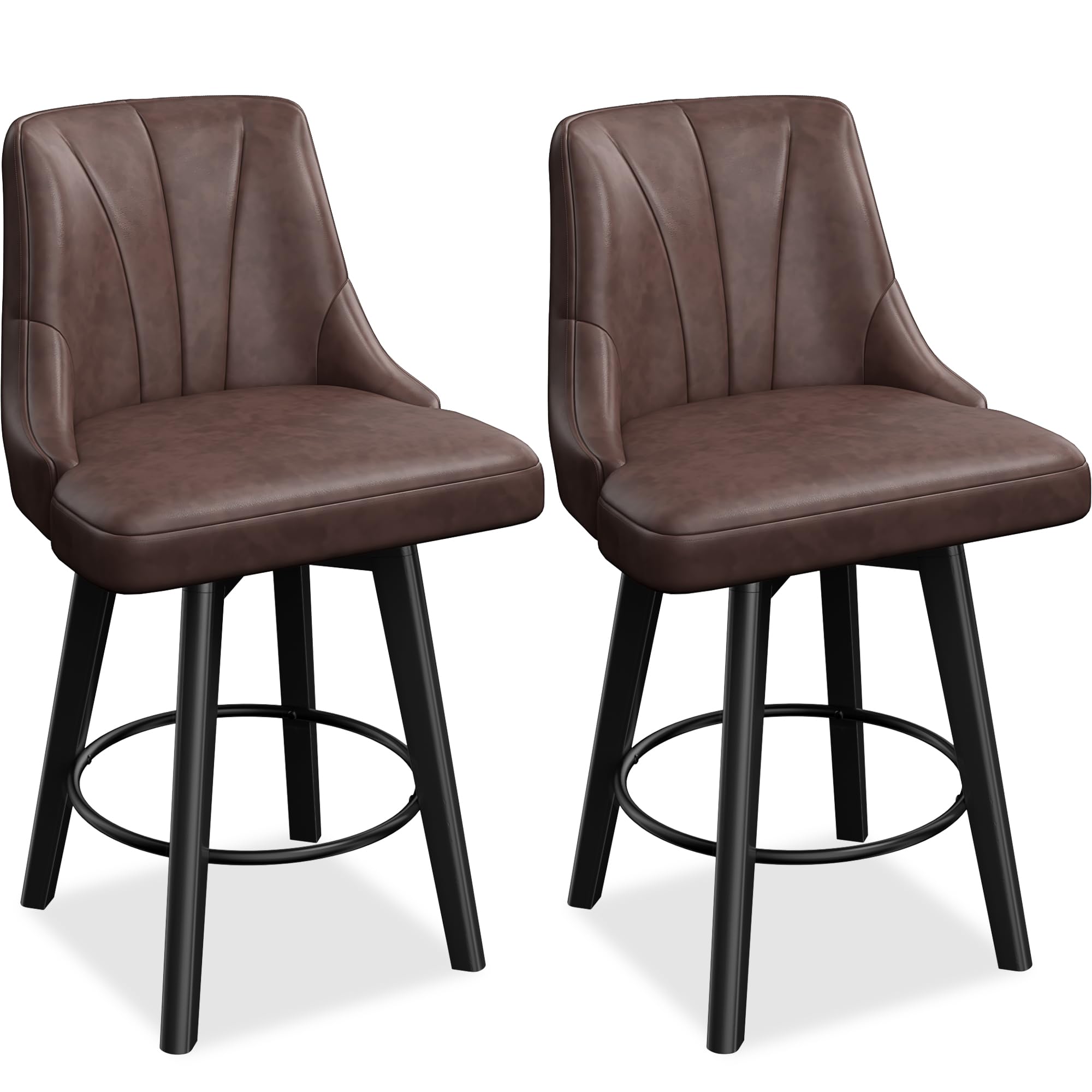 Amazon.com: REONEY Counter Height Swivel Bar Stool, 24" Upholstered PU ...