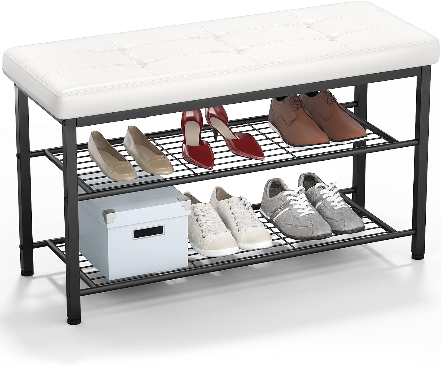Amazon.com: Ecoprsio Shoe Bench, 3 Tier Shoe Rack for Entryway, Metal ...