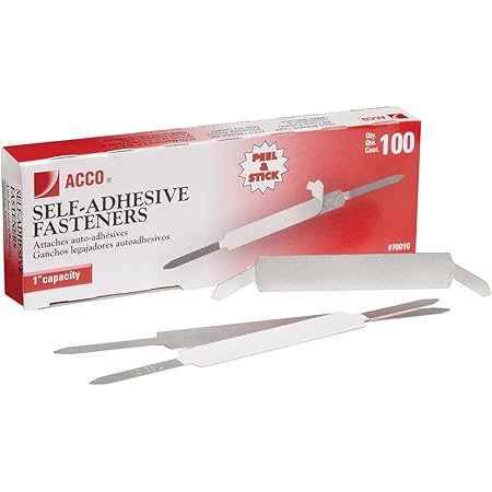 Amazon.com : ACCO Self-Adhesive Fasteners, 2" Capacity, Premium, 100 ...